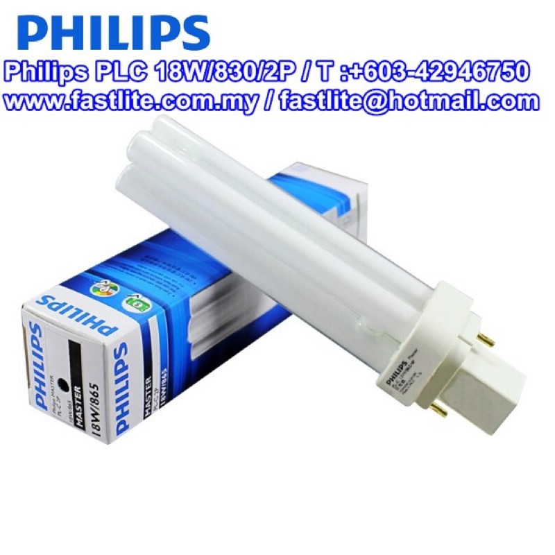 Philips PLC 18W/840/2P 4000K Tiub Jimat Tenaga Warna Putih Kuning ...
