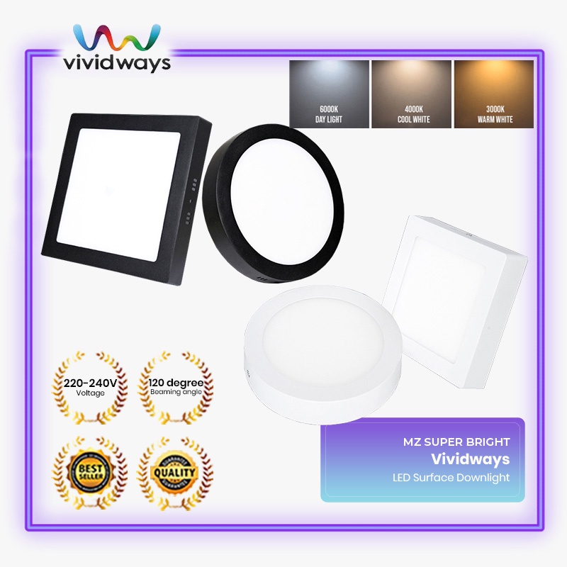 K2 VIVIDWAYS LED SURFACE DOWNLIGHT MZ SUPER BRIGHT 12W/18W/24W/36W 3K 4K 6K 3C ROUND SQUARE ...