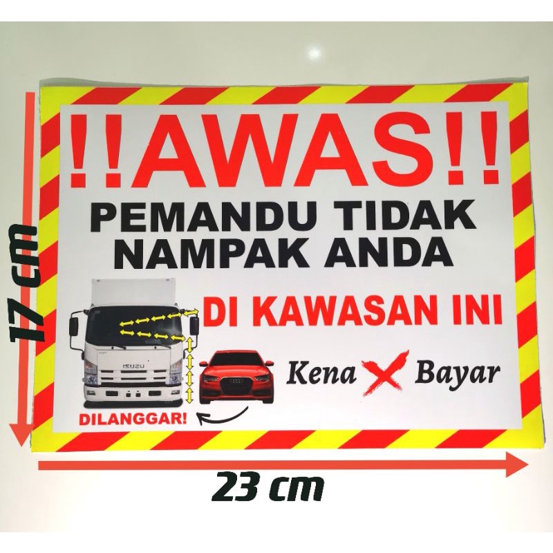 stiker lori #sticker awas #sticker blind spot #sticker pemandu tidak ...