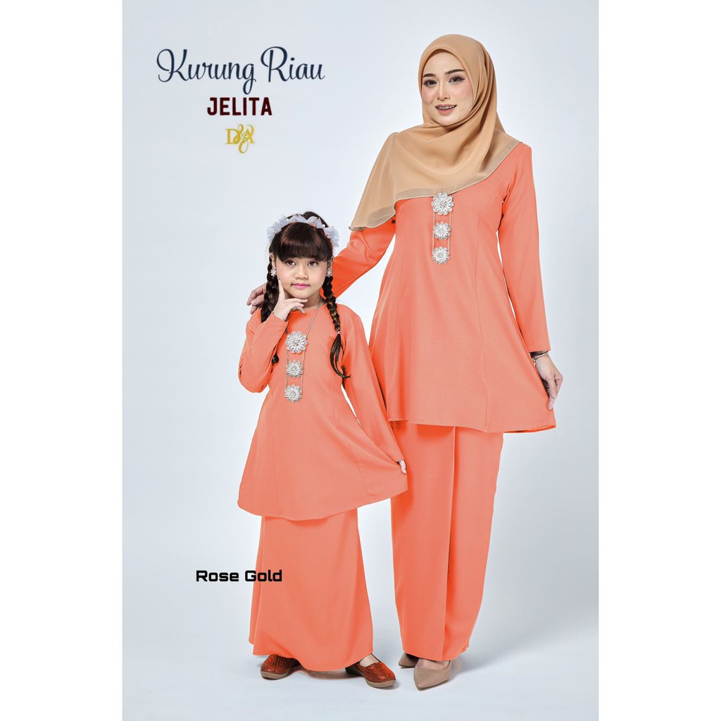 BAJU RAYA 2025 BAJU KURUNG RIAU MODEN PLAIN KURUNG HITAM ROSE GOLD ...