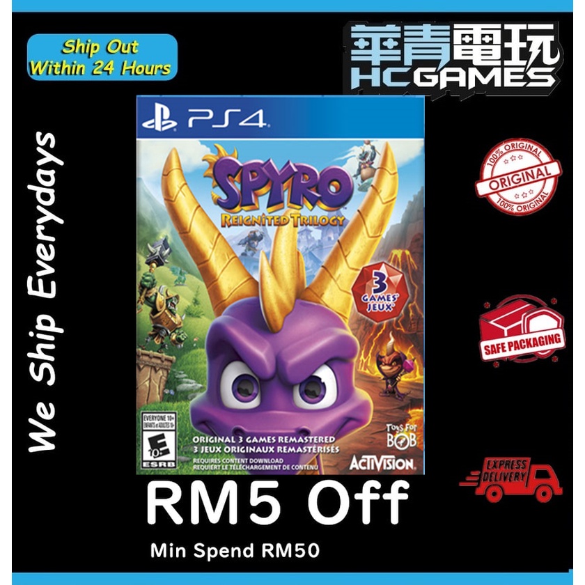 PS4 Spyro Reignited Trilogy (English-Disc-New Seal) Spyro Trilogy ...