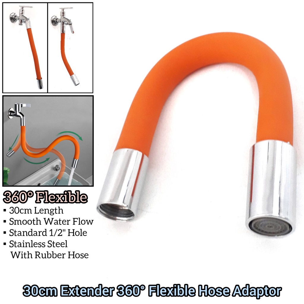 30cm Extender 360° Flexible Stainless Steel Hose With Coated Rubber ...