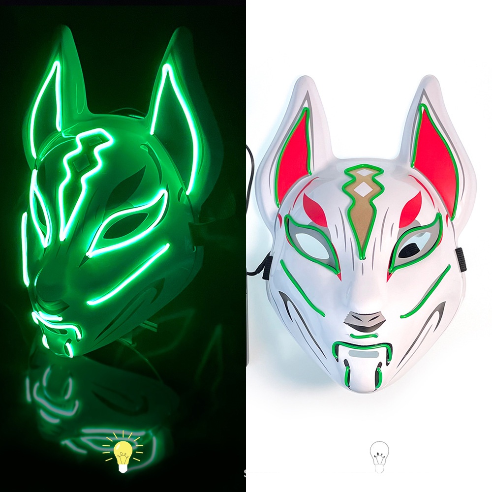 Fox Mask Light Up Drift Masks Wolf LED Colour Cosplay Glowing ...