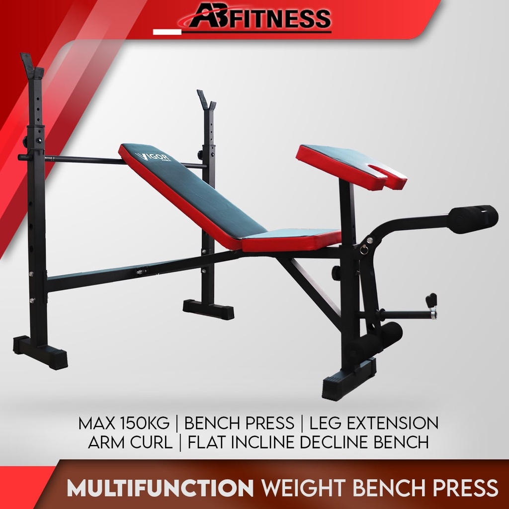 Barbell Bench Adjustable Bench Press with Preacher Curl and Leg ...