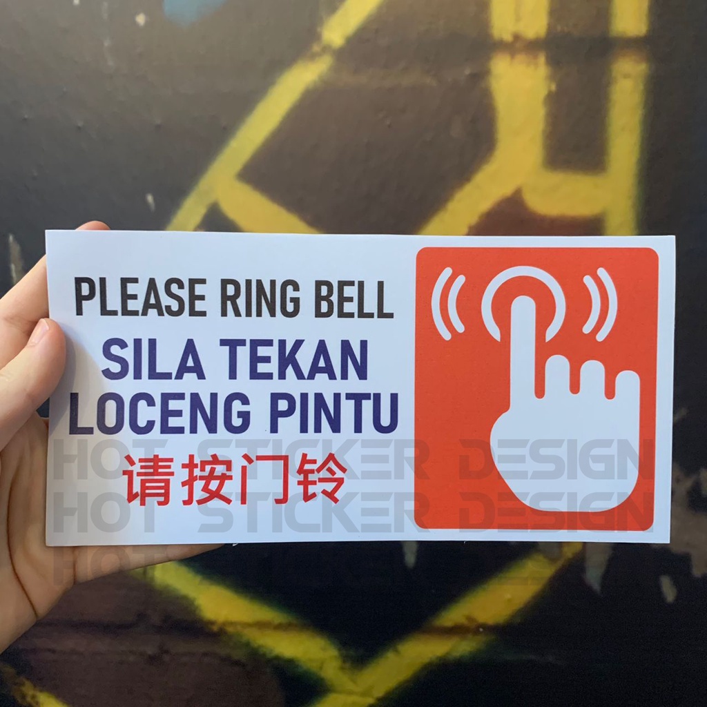 Please Ring Bell_ Sila Tekan Loceng Pintu_ 请按门铃贴纸_Sign Sticker_Ready ...