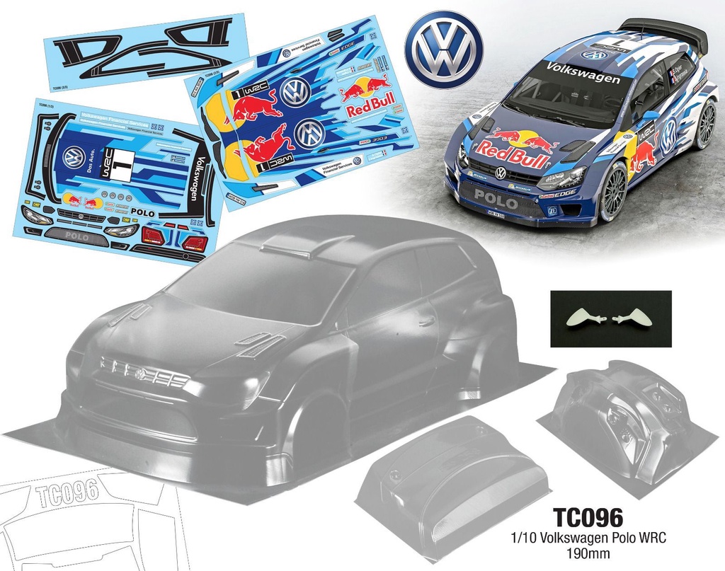 1/10 VW Polo WRC Rally RC shell body 190mm width 258mm wheelbase ...
