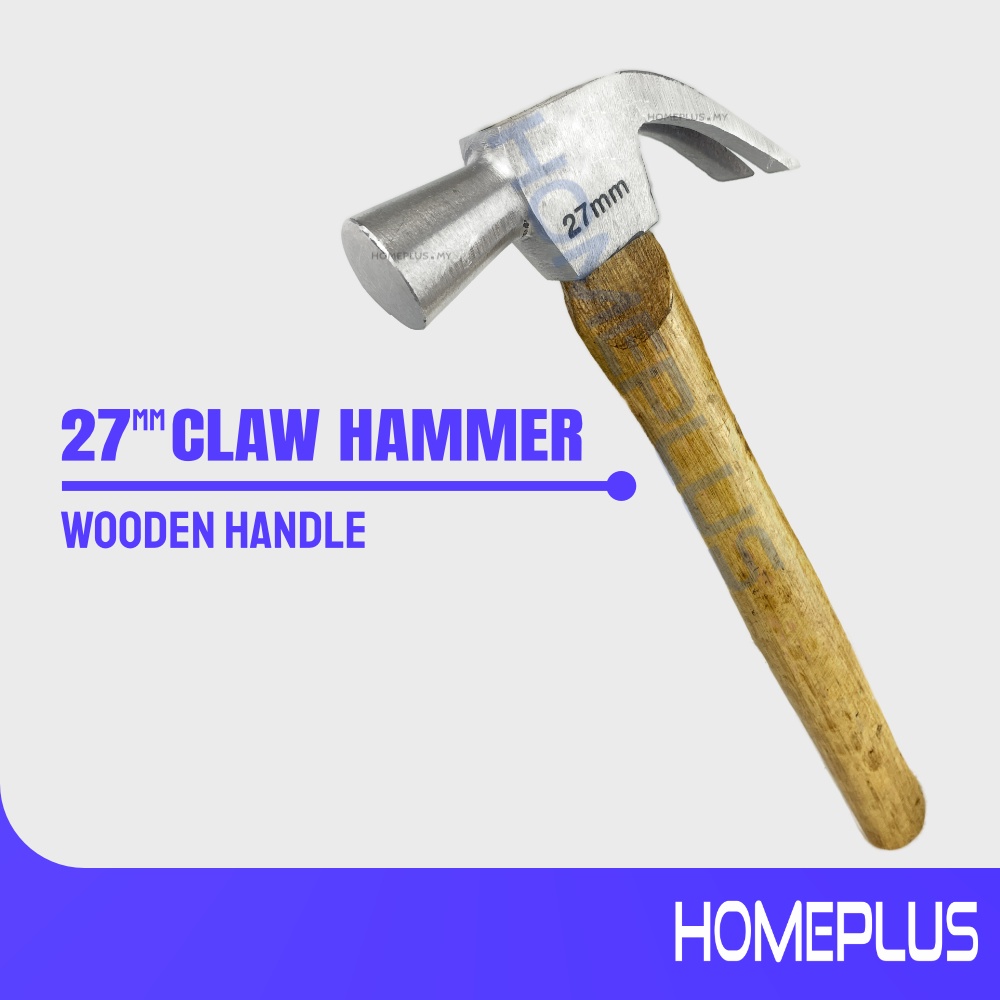 27mm Claw Hammer Wood Handle Tukul Penukul Besi Paku Pemegang Kayu ...