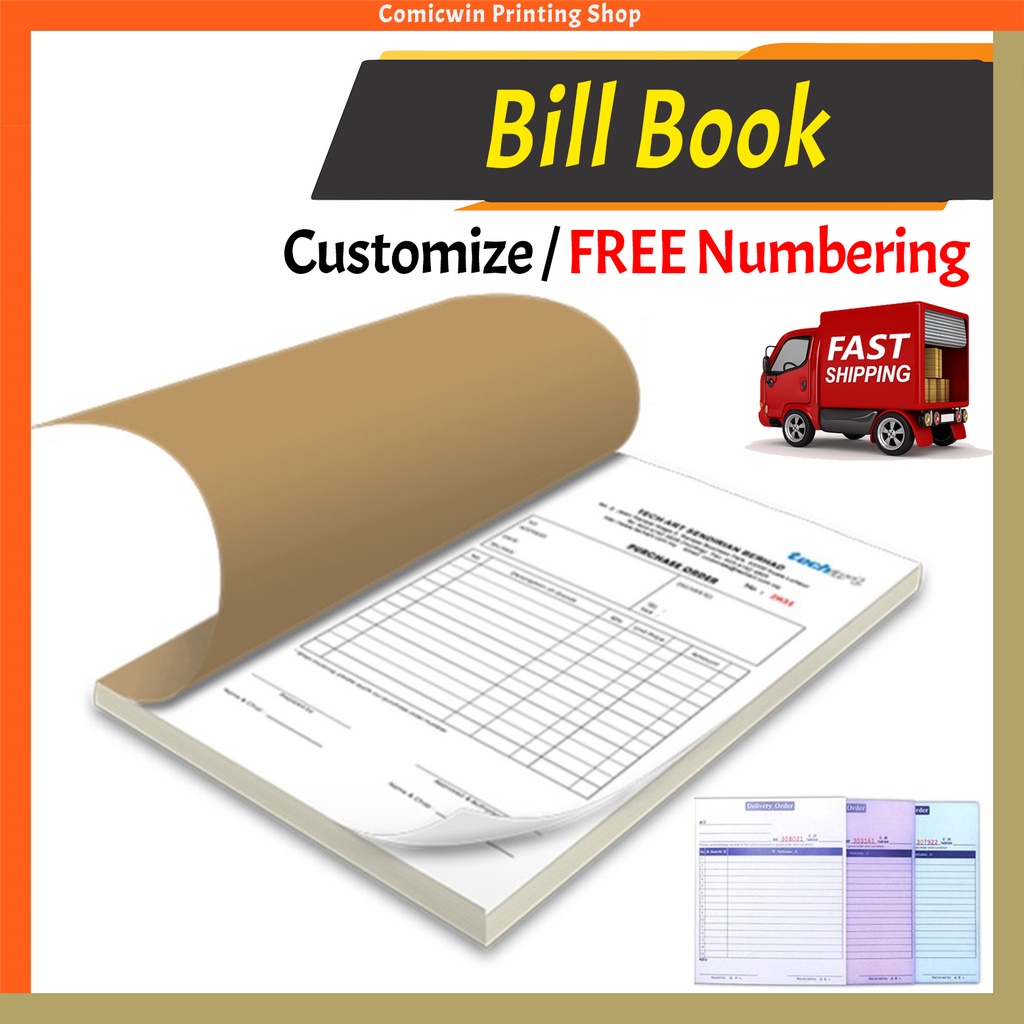 Custom Bill Book A4 / A5 (2ply, 3ply NCR) Customize Single Colour ...