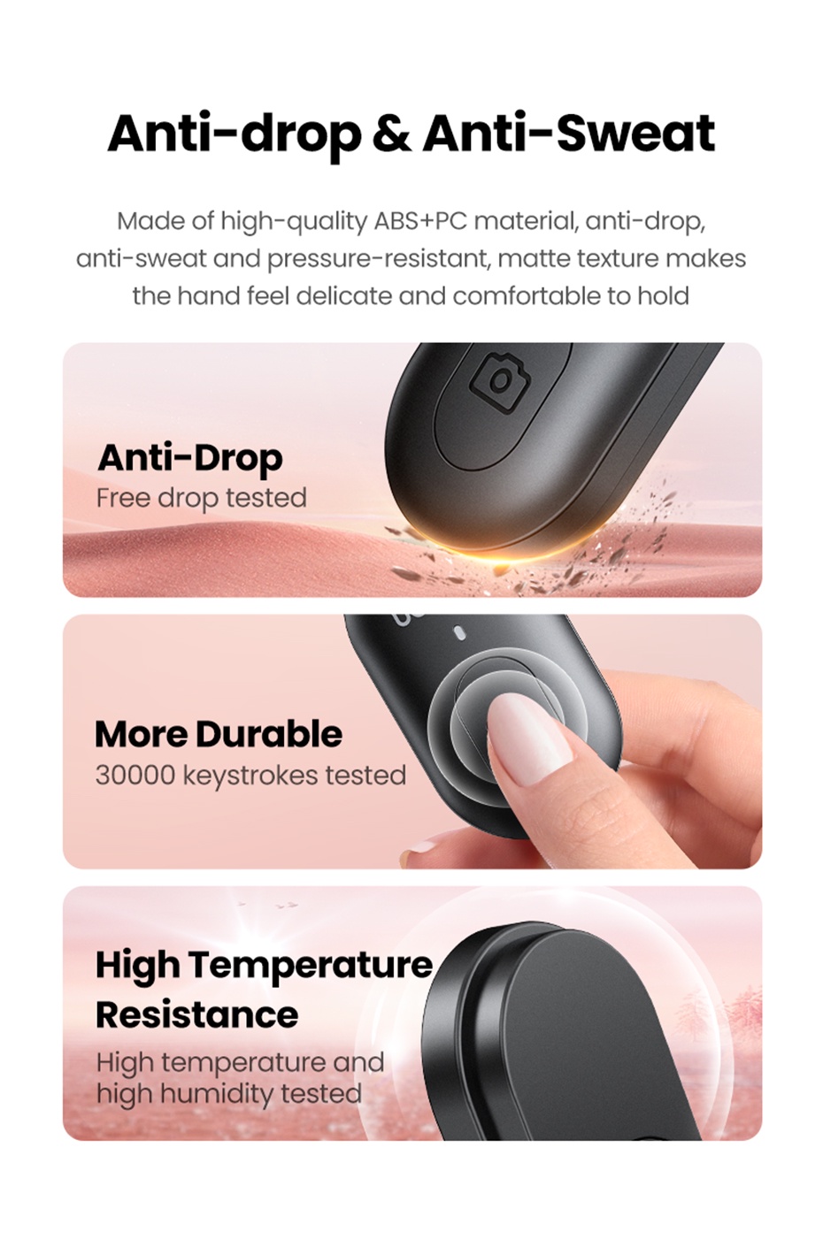 UGREEN Bluetooth Remote Control Selfie Controller Shutter for Mobile ...