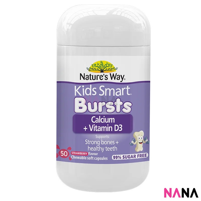 Nature's Way Kids Smart Bursts Calcium + Vitamin D3 50 Capsules (EXP:03 ...