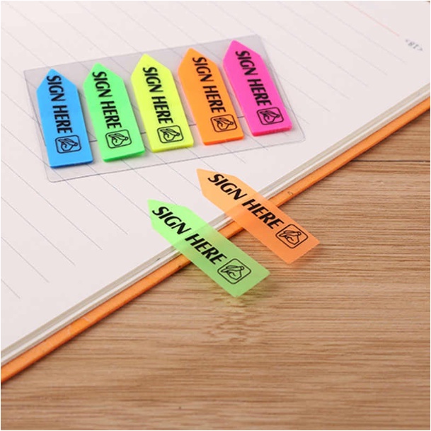 🇲🇾 Ready Stock PET Fluorescent Bookmark Sticker Index Label Sign Here ...
