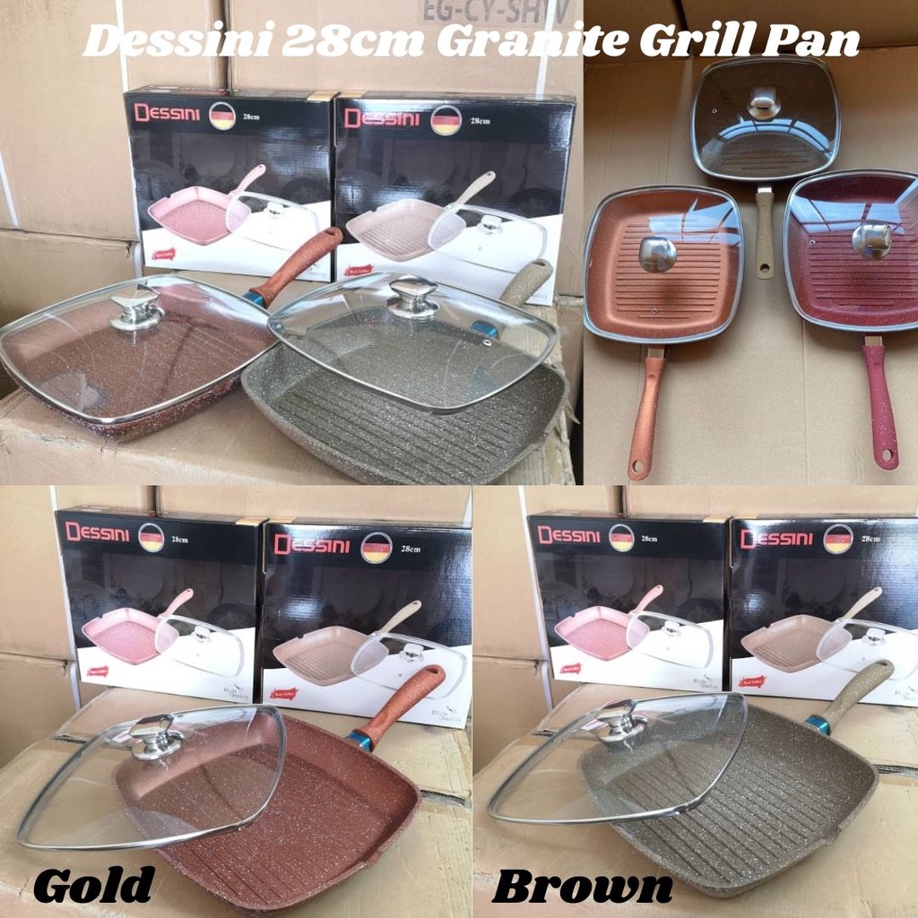 🔥READY STOK🔥 Dessini 28CM Granite Grill Pan With Lid | Shopee Malaysia