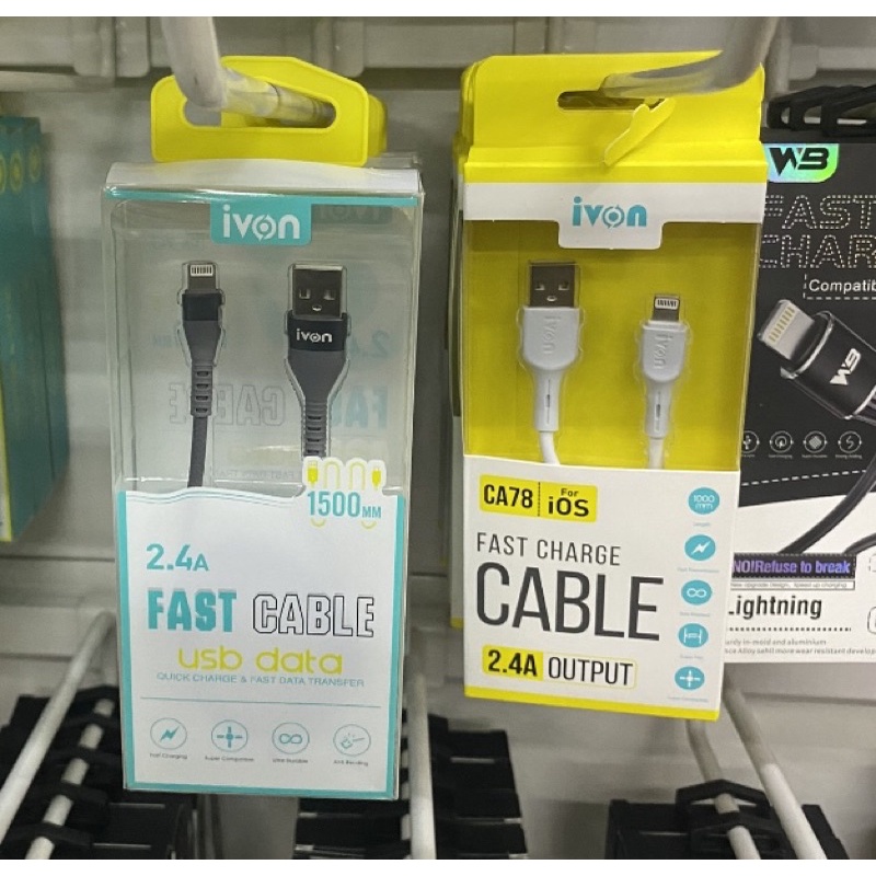 Ivon fast cable charging 2.4A for iphone, android, type c users ...
