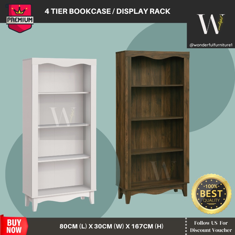 Wonderful 4 Tier Book Shelf Book Rack Bookcase Display Cabinet Rack ...