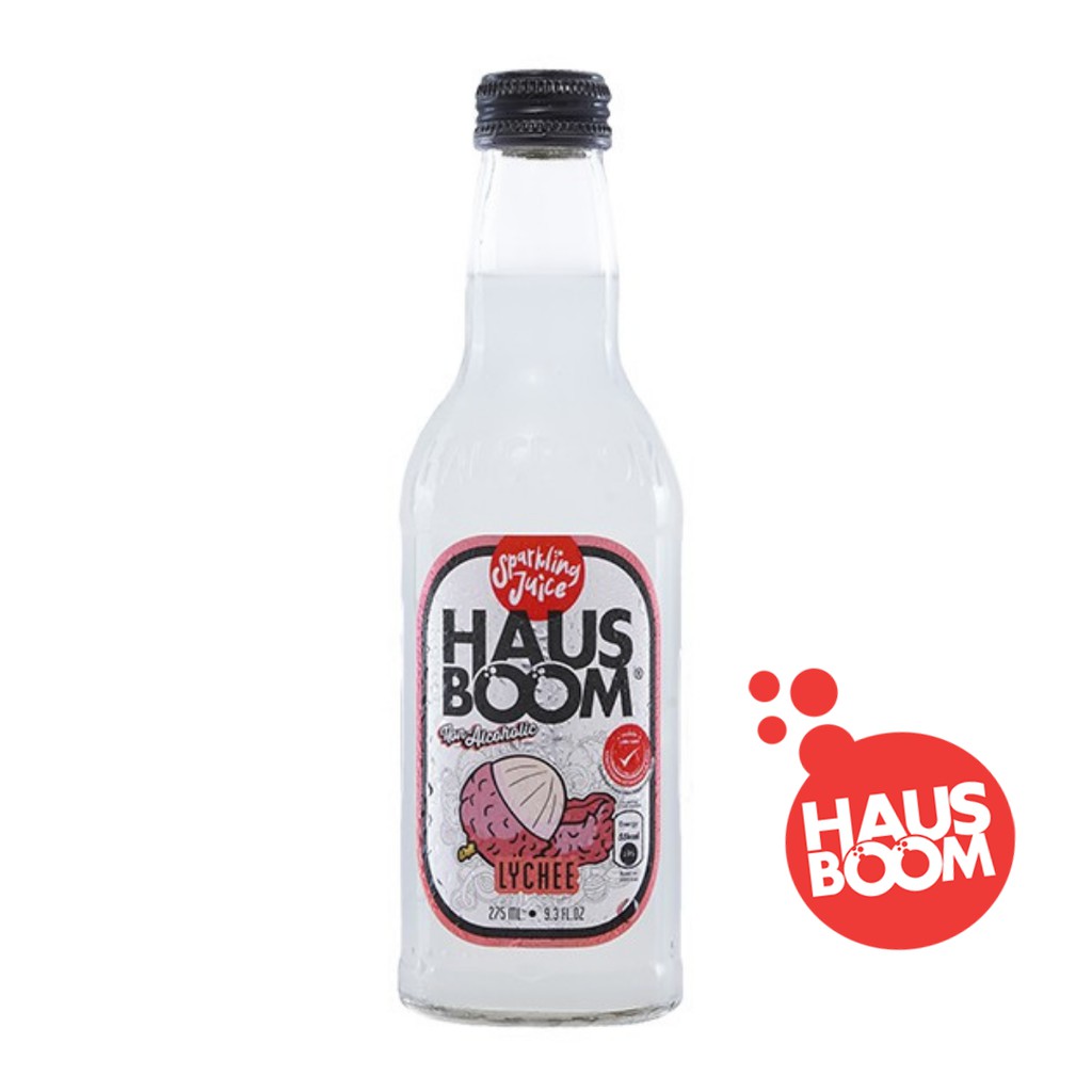Hausboom Sparkling Lychee Real Juice 275ml | Non-Alcoholic | Less Sugar ...