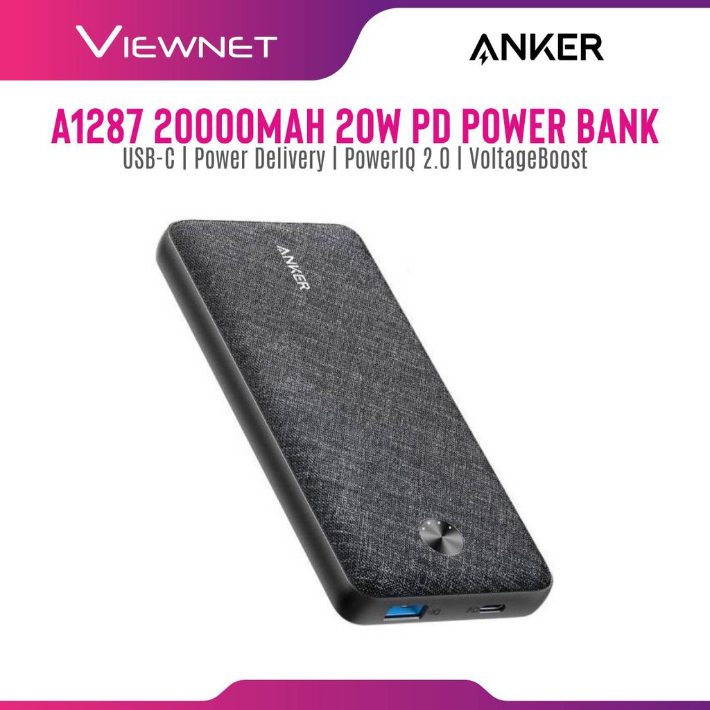 Anker A1287/A1365 PowerCore Essential 20000mAh 20W PD Power Bank Compatible with iPhone 12/12 ...