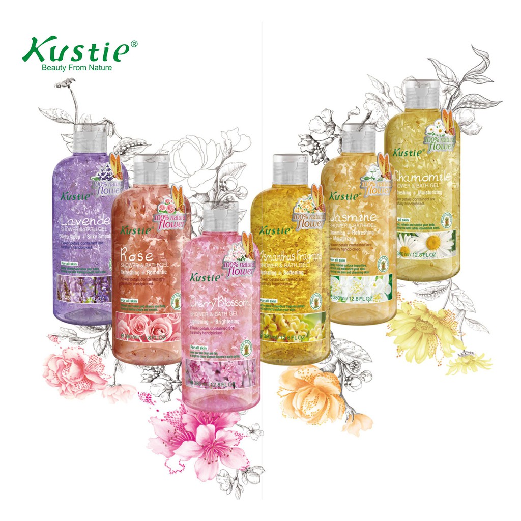Kustie Flower Petals Shower Bath Gel 蔻斯汀花瓣沐浴露 (220ml) | Shopee Malaysia