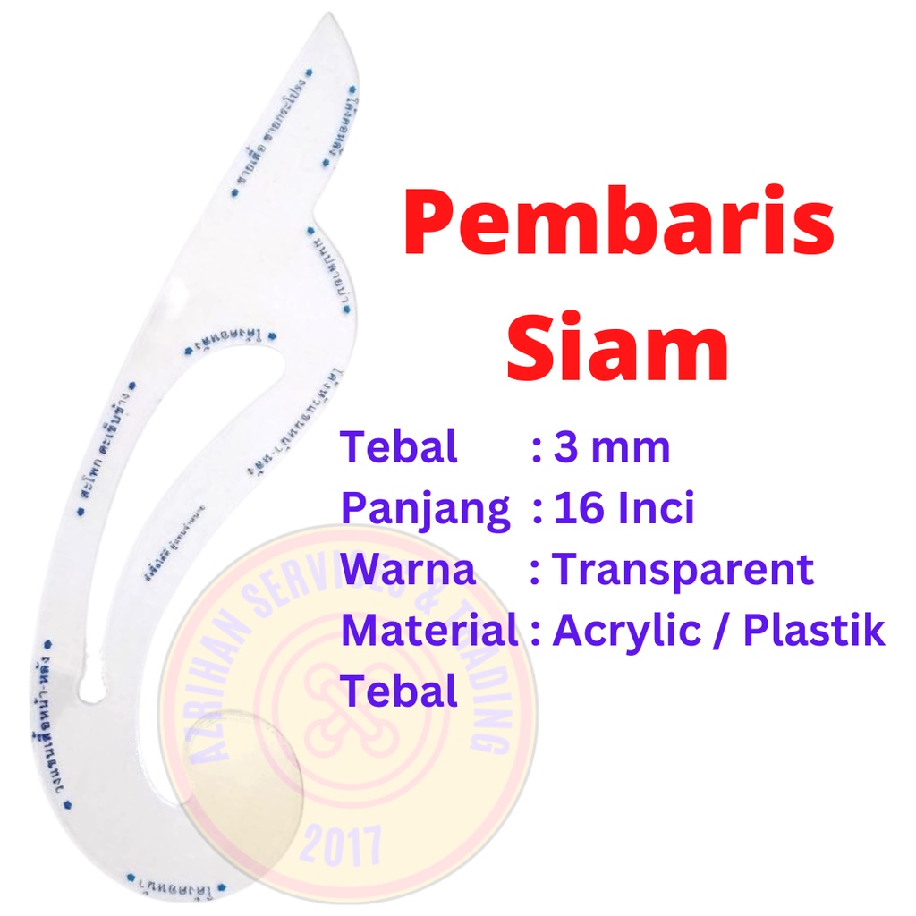Pembaris Siam Acrylic Curve Ruler Lengkung Transparent Curve Multi ...