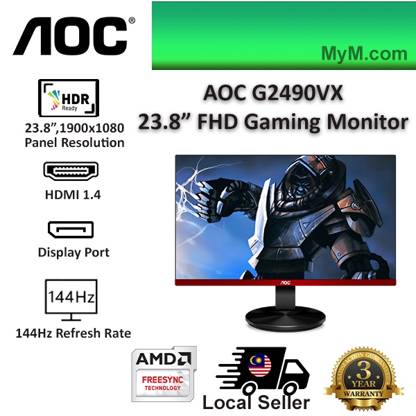 AOC G2490VX 23.8" FHD Gaming Monitor /AMD FreeSync/HDMI/Display Port ...