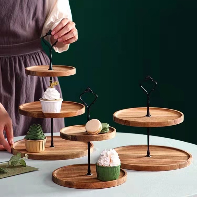 ZPLUS Acacia Wood 3 Tiers High Tea Dessert Kuih Raya Cake Stand Fruit ...