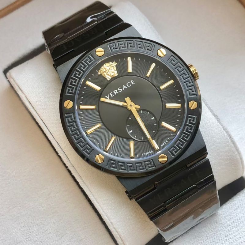 Men Watch. VERS@CE VEVI00620 GRECA LOGO MEN WATCH. 41mm ALL BLACK ...
