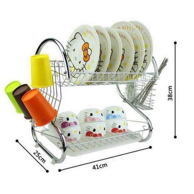 2-tier stainless steel dish rack with drip tray | Shopee Malaysia