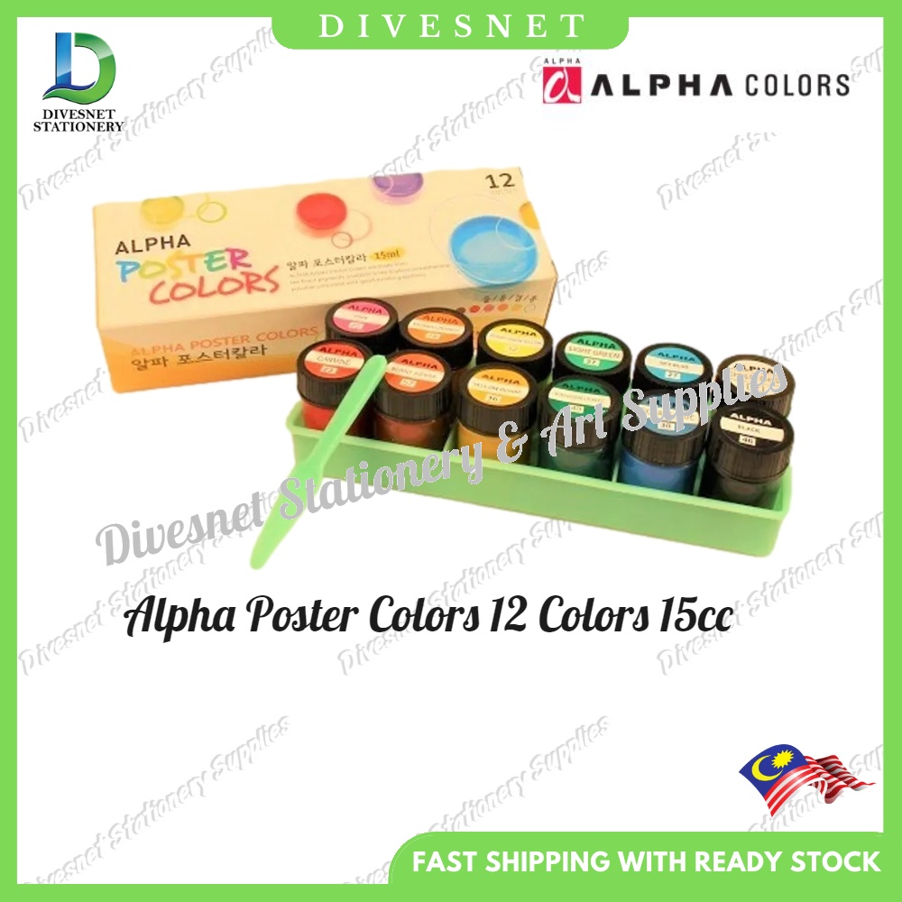 Alpha Poster Colors 12 Colors 15cc Warna Poster | Shopee Malaysia