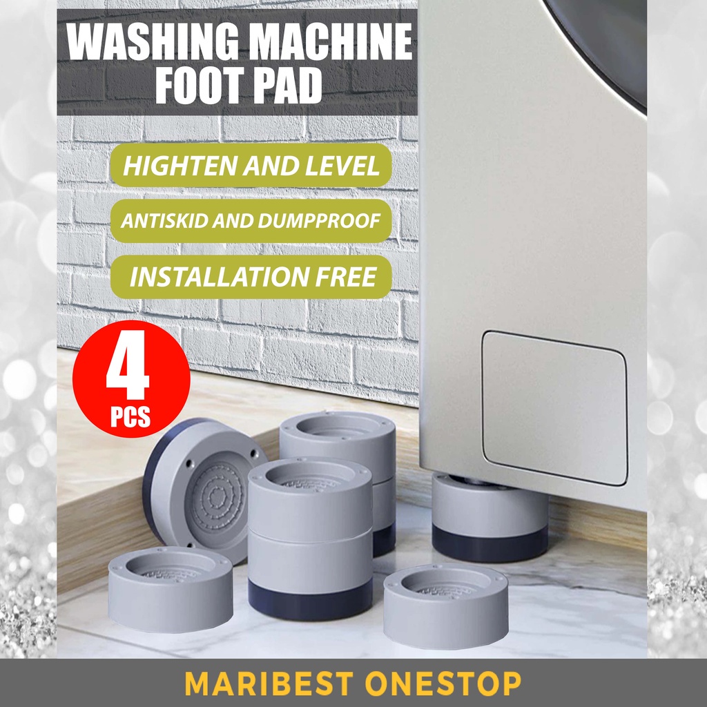 4 PCS WASHING MACHINE MAT PAD Anti-slip Noise-reducing Heightening Feet ...