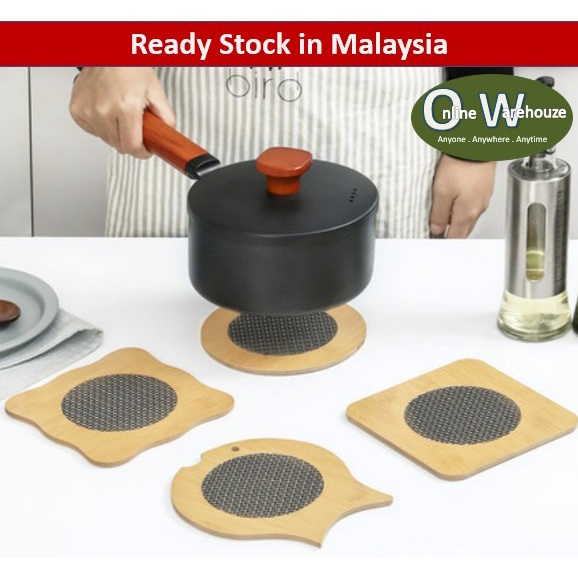 Wooden Coaster Hot Heat Insulate Cup Mat Holder Pengalas Letak Cawan ...