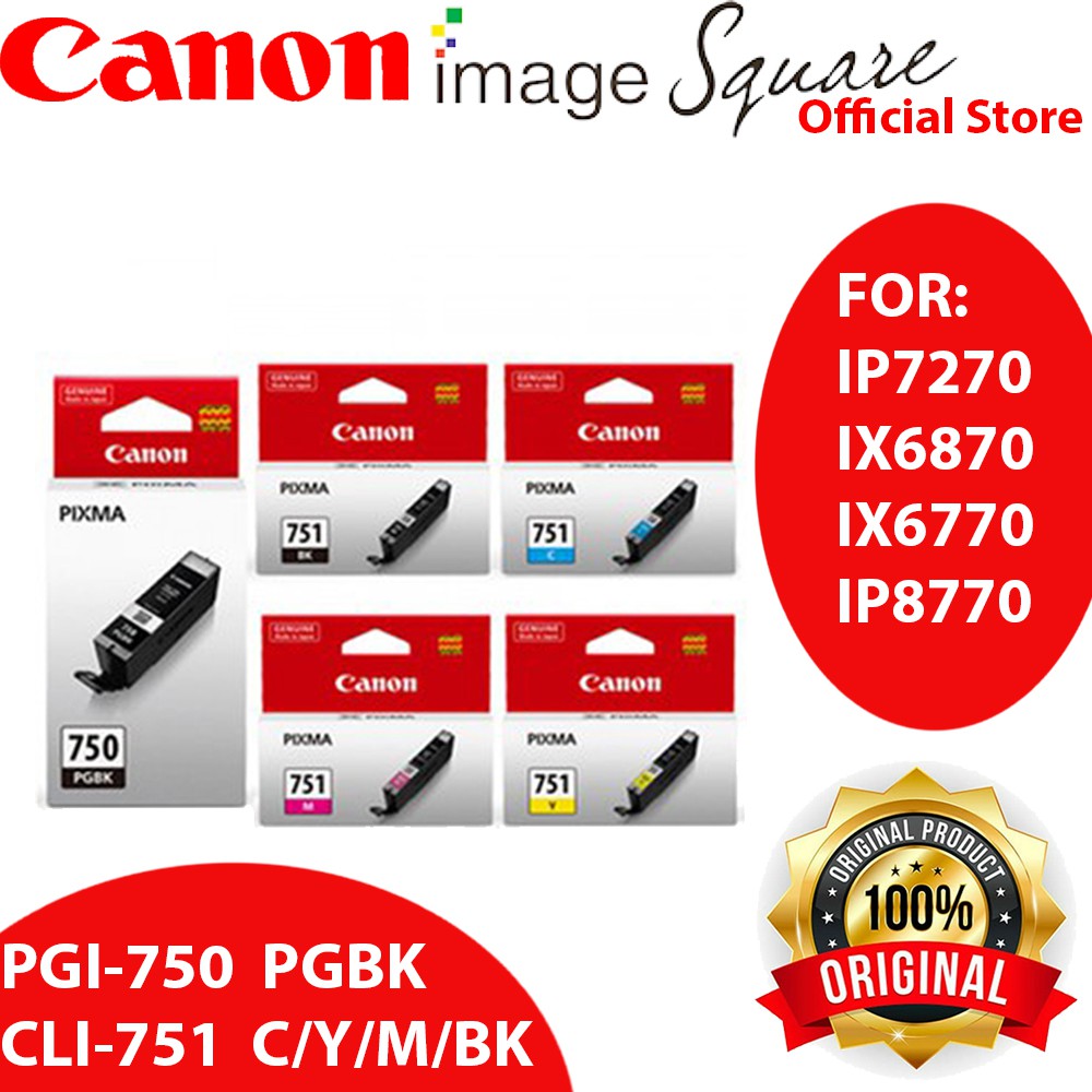 Canon Original CLI-751 INK (Cyan/Magenta/Yellow/Black) PGI-750 PGBK INK ...