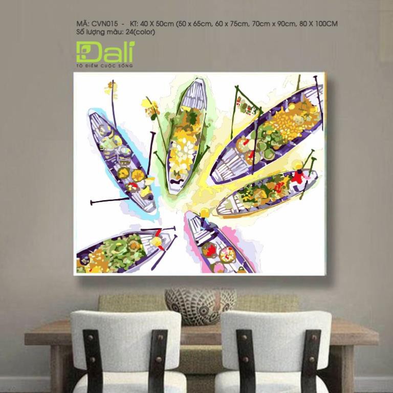 Dali digital self-coloring wall painting Floating Market Painting ...