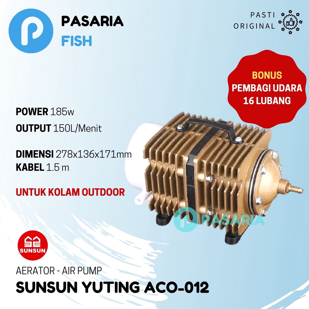 Sunsun ACO 012 Outdoor Fish Pond Aerator 150 liters/min (9000 liters/hour) 185 Watt | Shopee ...
