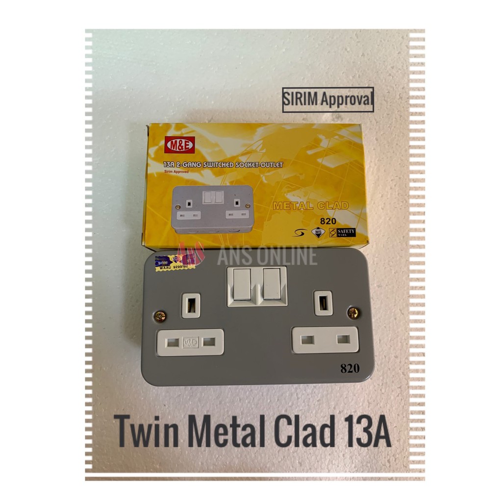 M&E 13A TWIN / DOUBLE METAL CLAD SWITCHED SOCKET (2GANG) | Shopee Malaysia