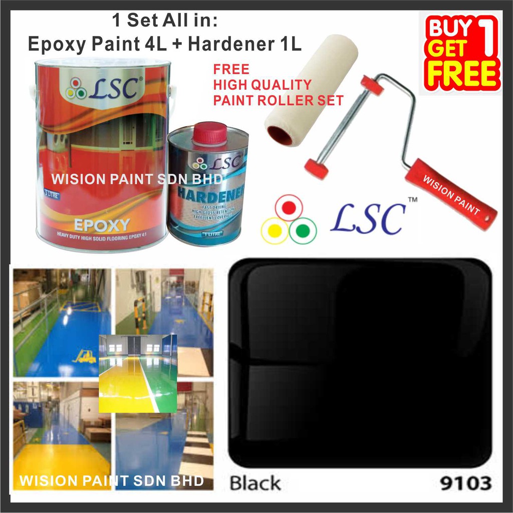 BLACK 9103 ( 5L LSC EPOXY Paint Protective Coating ) + ( Free 1 Roller ...
