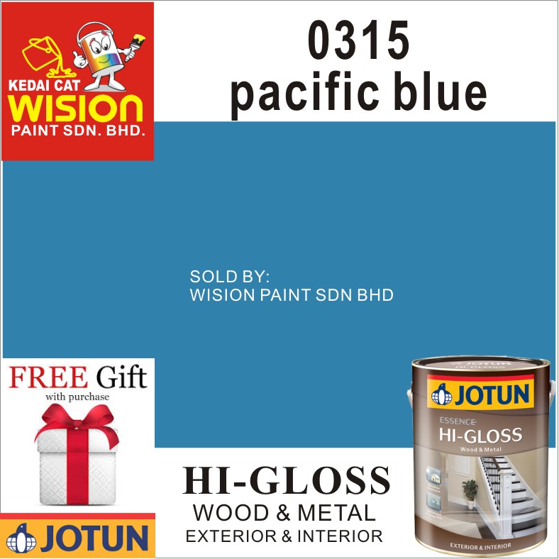 0315 PACIFIC BLUE (5L) JOTUN ESSENCE HI-GLOSS PAINT ( FREE BRUSH 1 ...