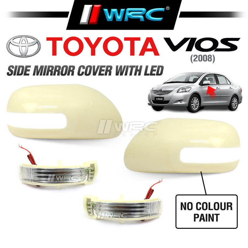 Toyota Vios 2008 Side Mirror Cover with LED (No Colour Paint) (2pcs/set ...