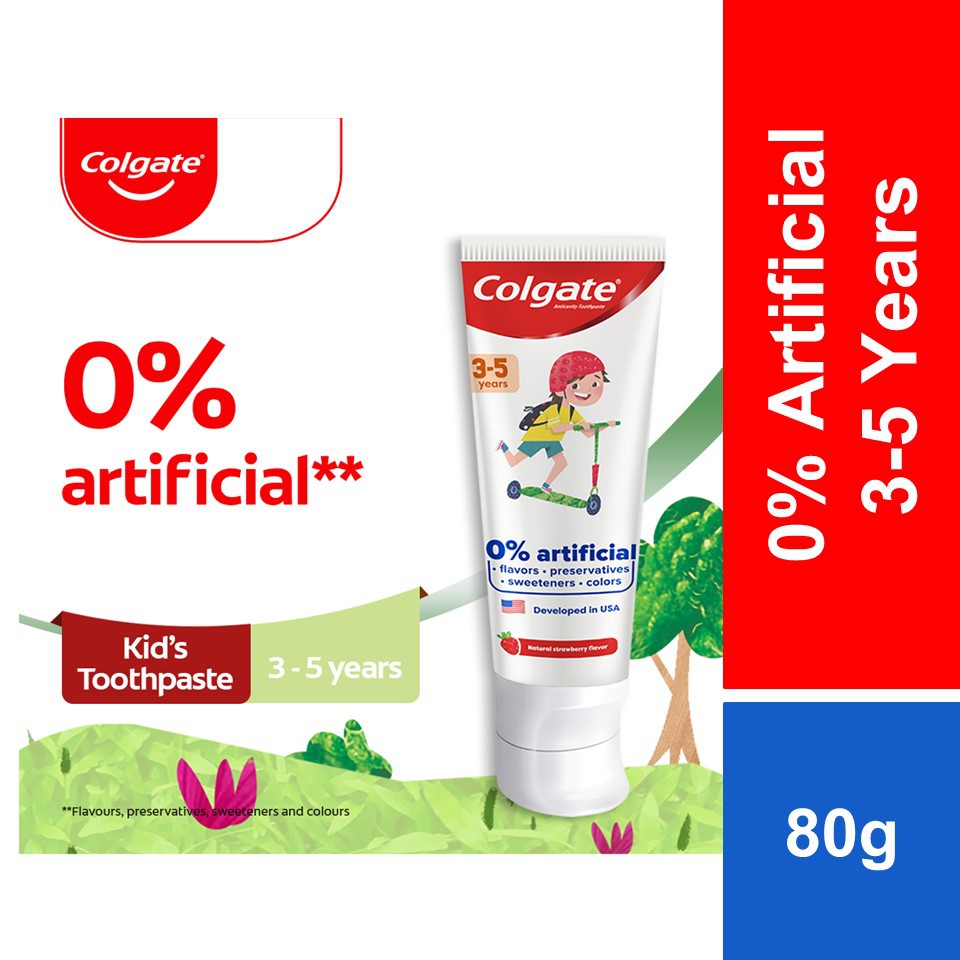 Colgate Kids Toothpaste 600ppm Fluoride 3-5 Years - 0% Artificial 80g ...