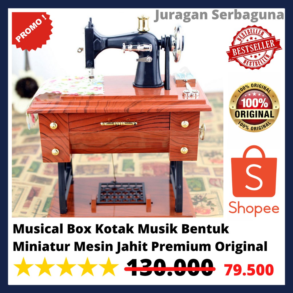 MESIN Musical Box Original Premium Sewing Machine Miniature Music Box ...