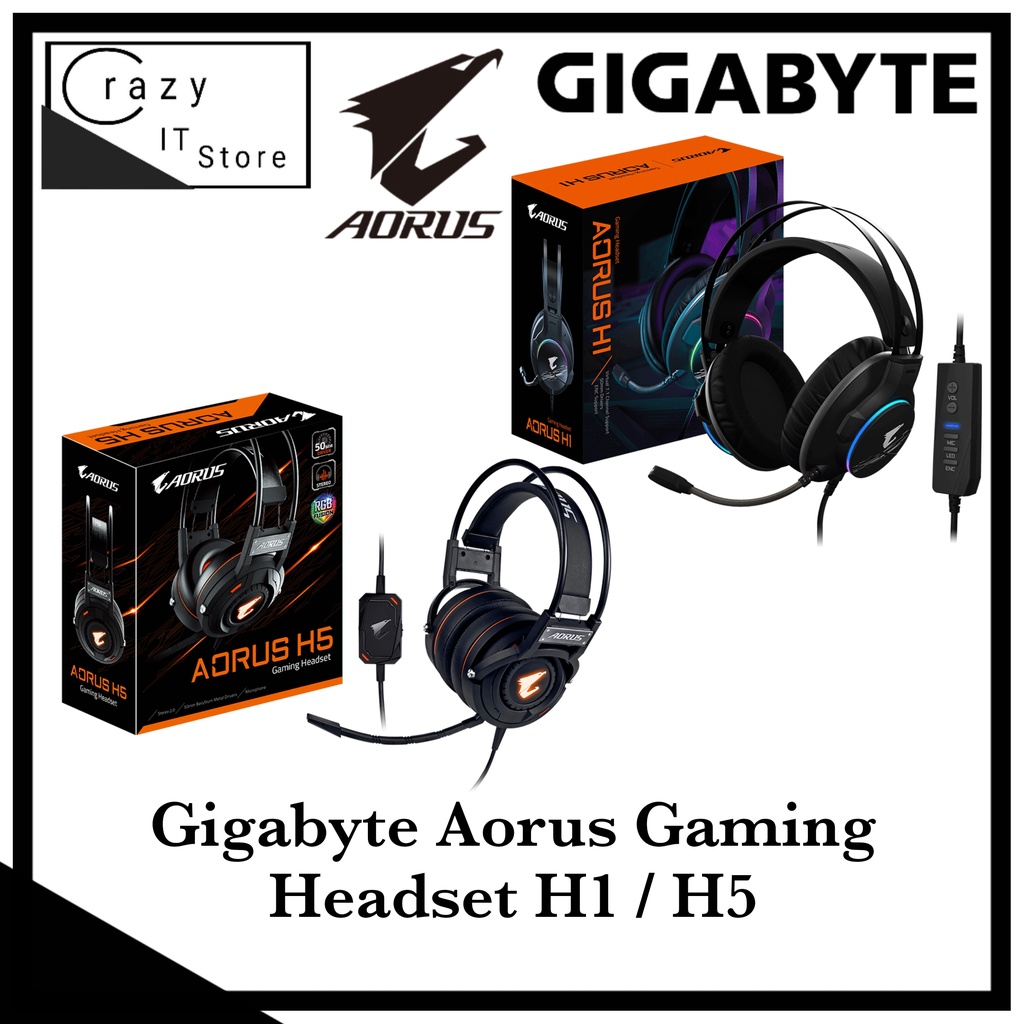 Gigabyte Aorus H1 / H5 Stereo Gaming Headset with RGB Fusion ...
