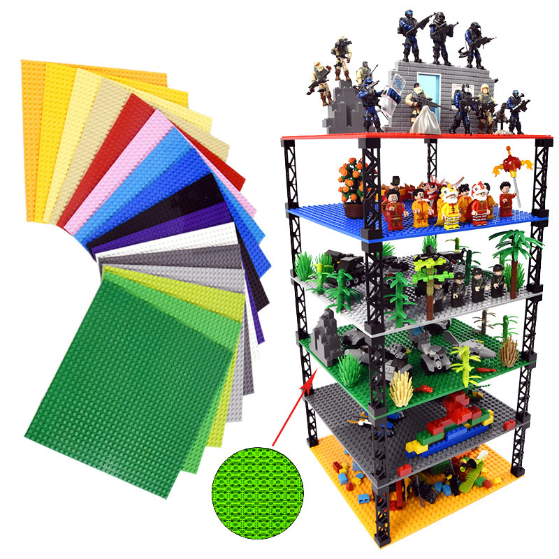 DIY Building Block Tower Toy Double-sided Blocks Baseplate 25.6*25.6CM ...