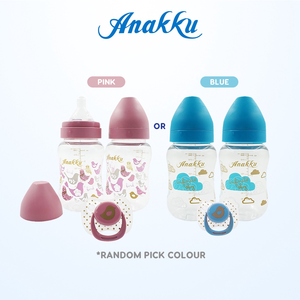ANAKKU Premium Tritan Wideneck Feeding Bottle 8oz/250ml x 2 (Random ...