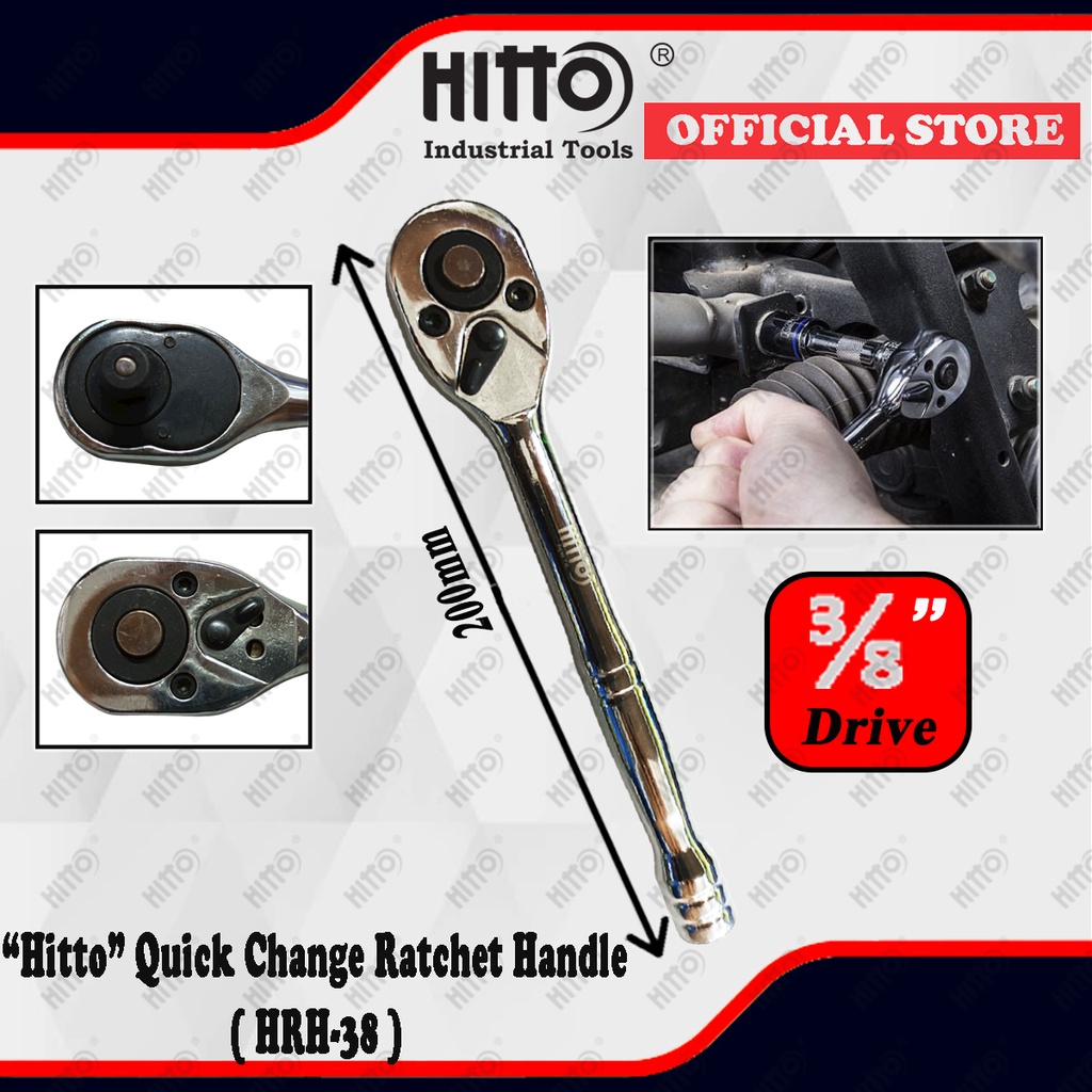 [ HITTO ] 3/8"Dr. x 200mm Quick Change Ratchet Handle Wrench Teeth ...