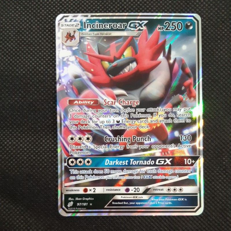 Pokemon Card TCG : Incineroar GX 97/181 -Ultra Rare 100% Original ...