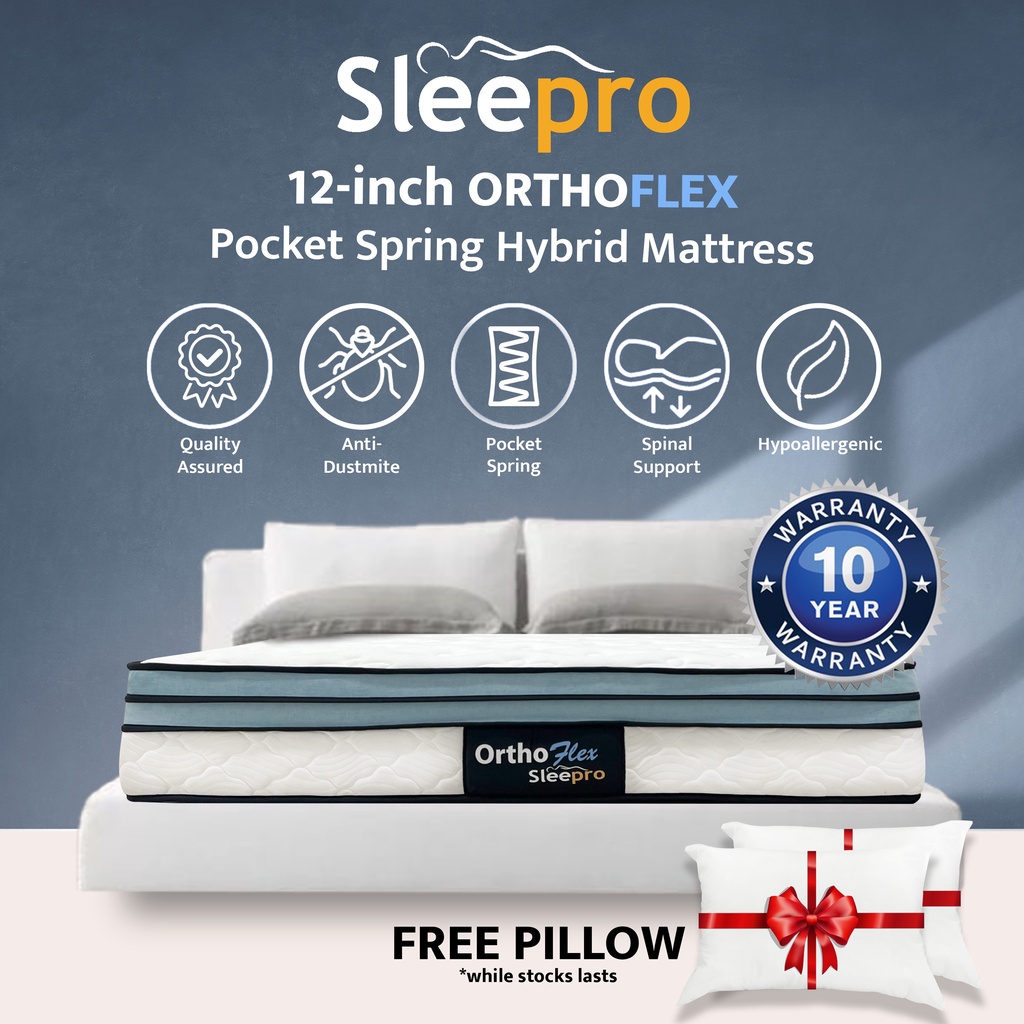Sleepro Orthoflex Tilam Mattress 12-Inch Pocket Spring Hybrid (Single / Super Single / Queen ...