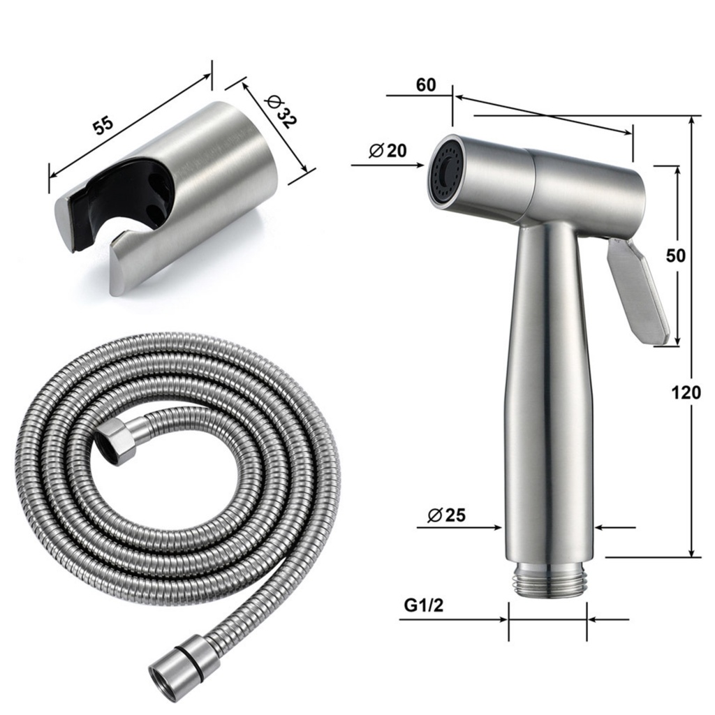 Stainless Steel 304 Toilet Spray Hand Bidet Set Bathroom Faucet Hand ...