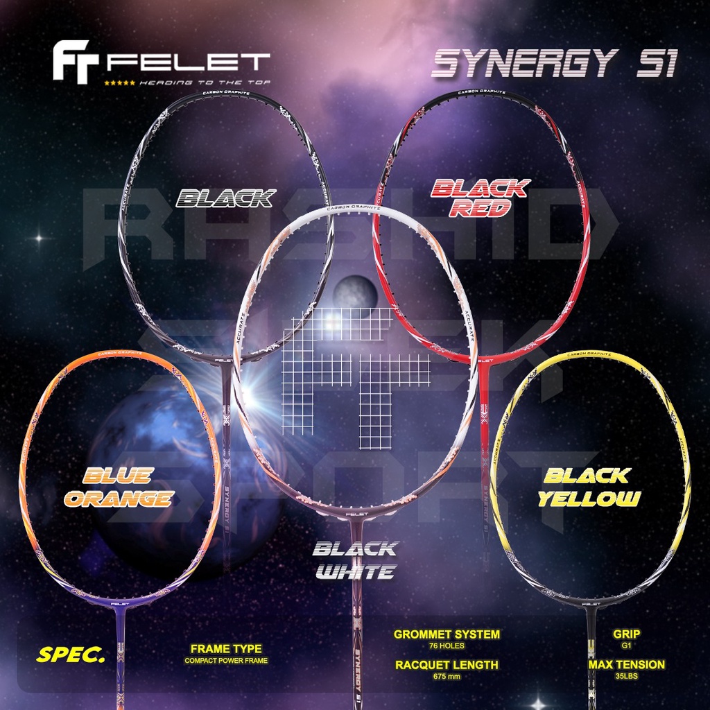 Felet Synergy S1 Free [String&Grip] 4u 82gram Racket Badminton Racket ...