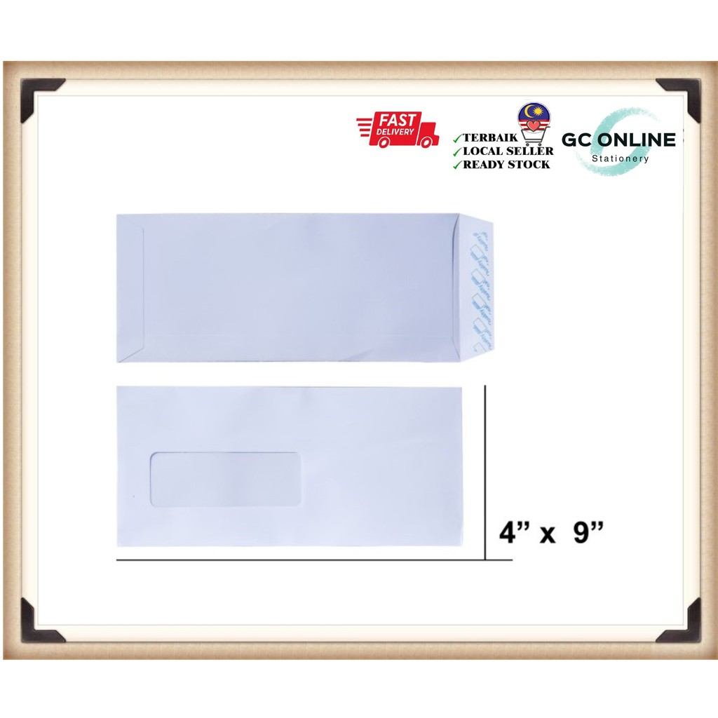 4x9 White Envelopes (Window) Peel & Seal 100Gsm / Sampul Surat Putih ...