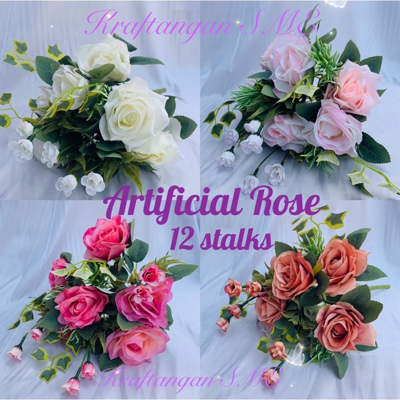 Artificial Rose/ Flower/ 12stalks/ Hantaran Kahwin/ Deco/ Wedding ...