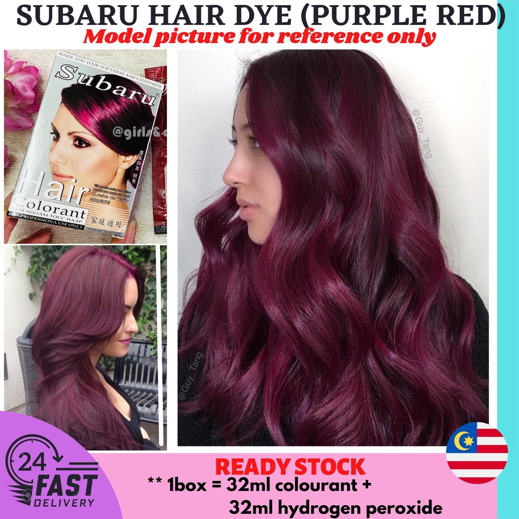 Ready Stock (FREE GLOVE) Subaru (32ml x2) Purple Red Hair Dye / Hair ...