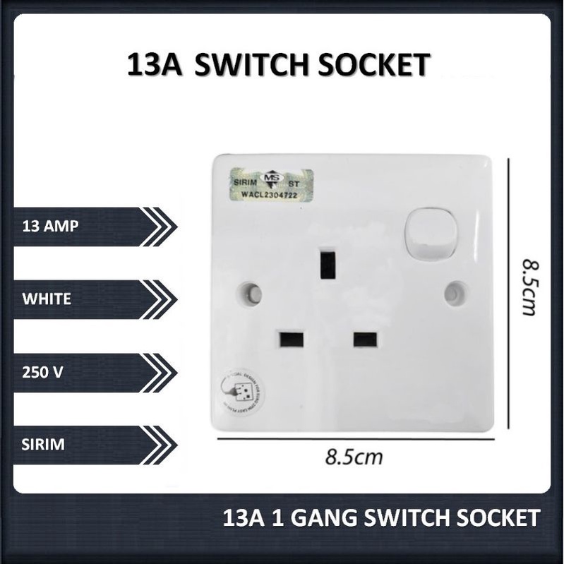 13A Single Switch Socket (Sirim Approve) | Shopee Malaysia